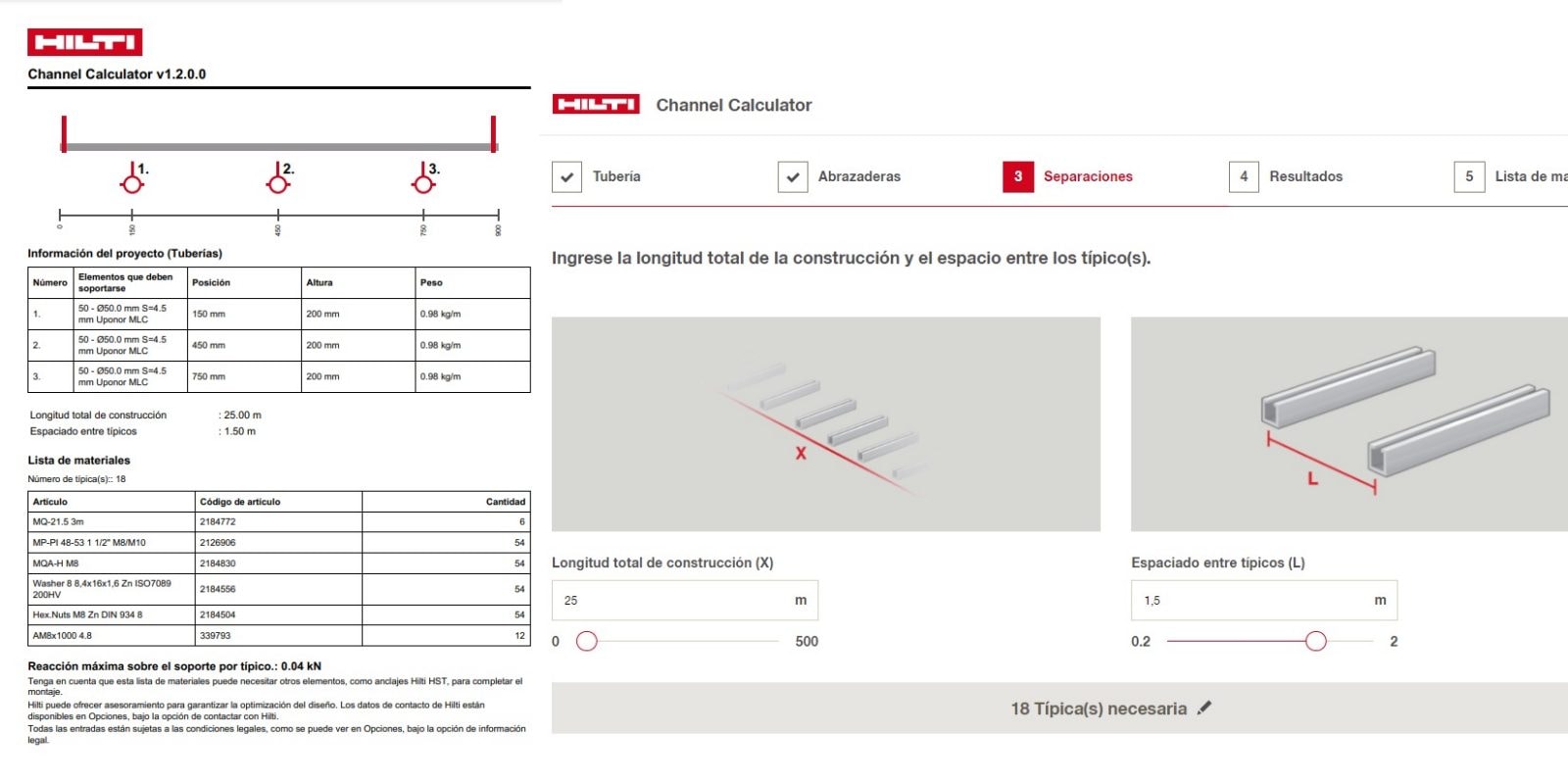 Hilti Channel Calculator App - Hilti España