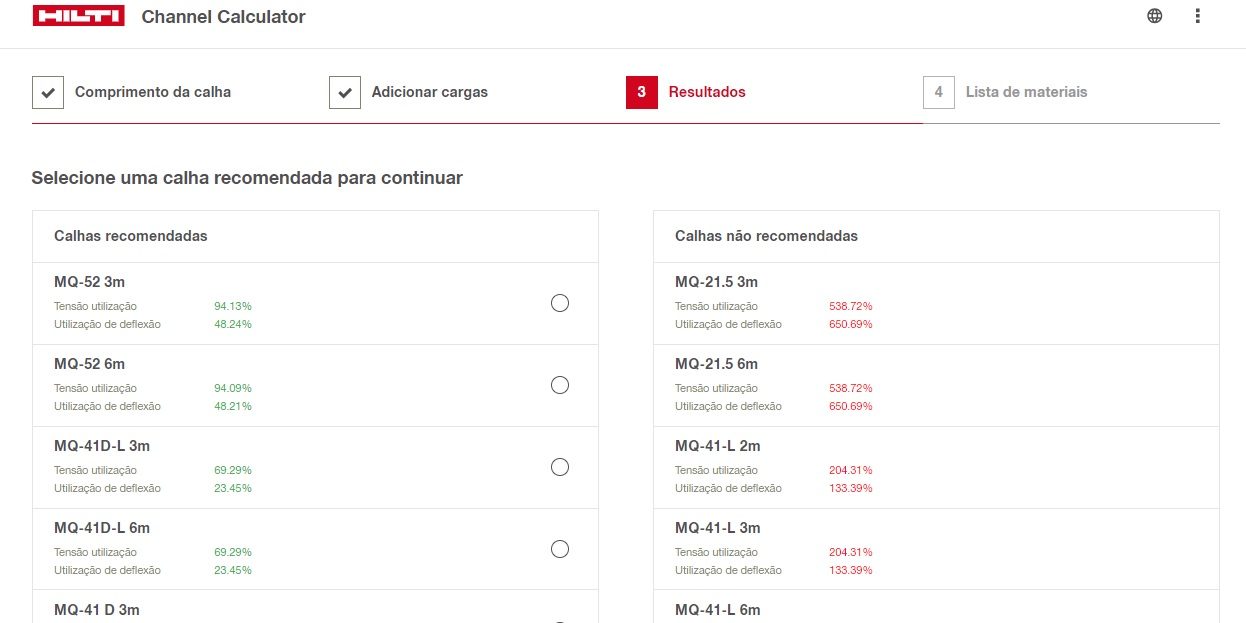 Hilti Channel Calculator App - Hilti España